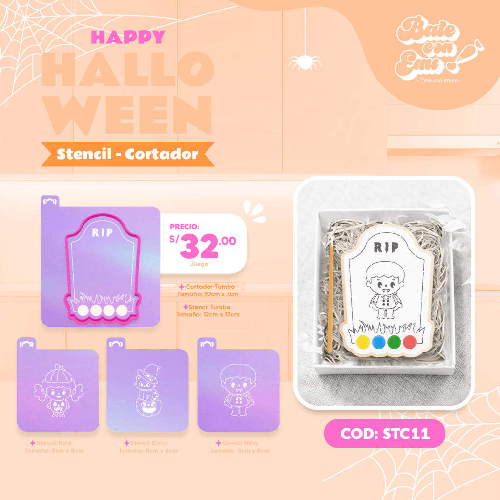 STC11- HALLOWEEN STENCIL + CORTADOR - Bateconemi