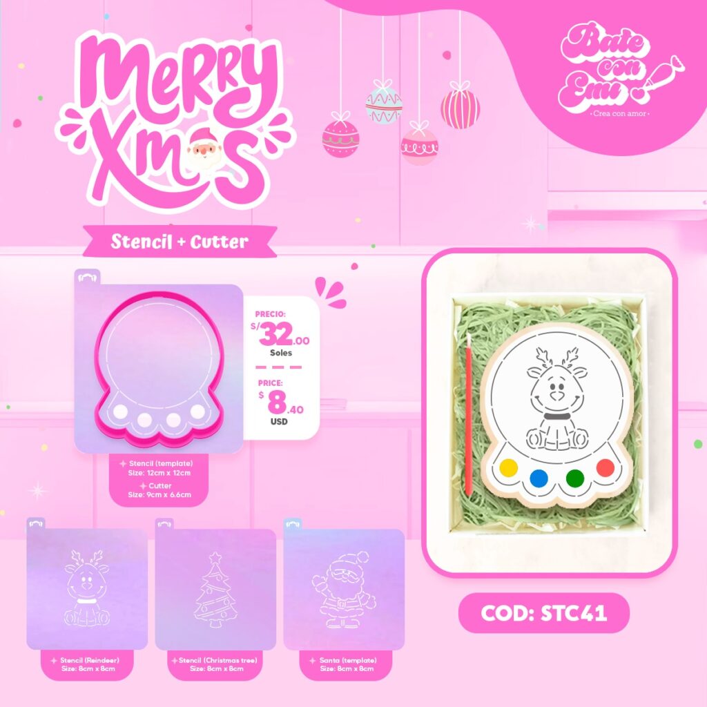 STC41 - STENCIL ESFERA RENO NAVIDEÑO - Bateconemi