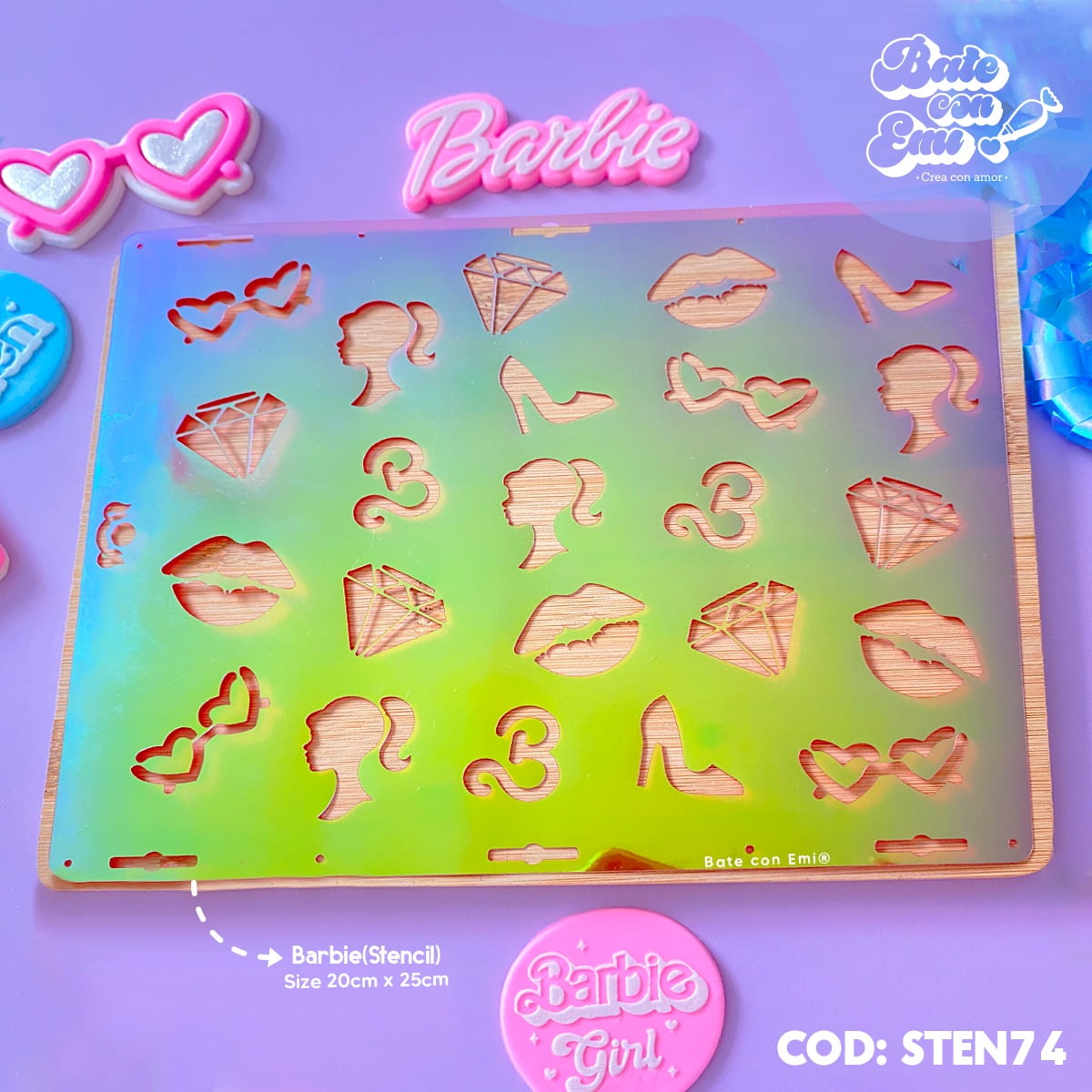STEN74 - BARBIE CAKE STENCILS - Bateconemi