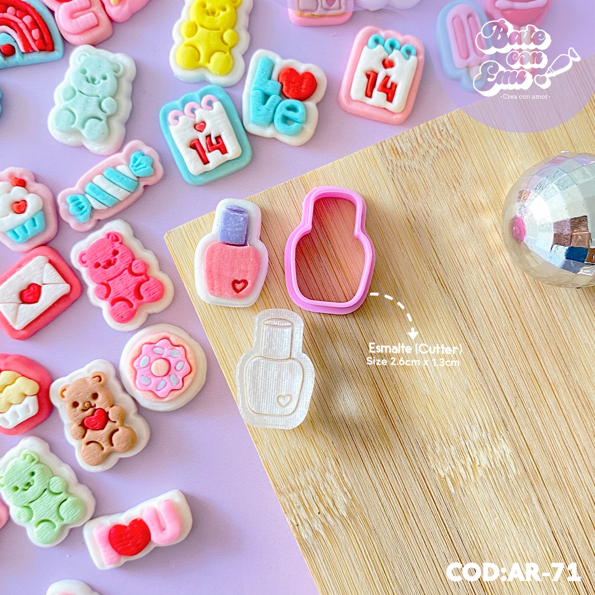 AR-71 MINI ESMALTE ACRILICO + CORTADOR / SAN VALENTIN - Bateconemi